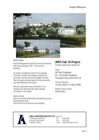 Able construction pte ltd company profile | PDF