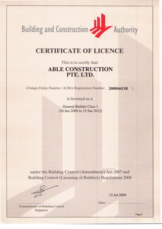 Able construction pte ltd company profile | PDF