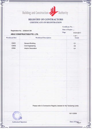 Able construction pte ltd company profile | PDF