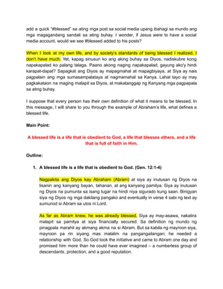 A Blessed Life: To help us define what a blessed life is..docx