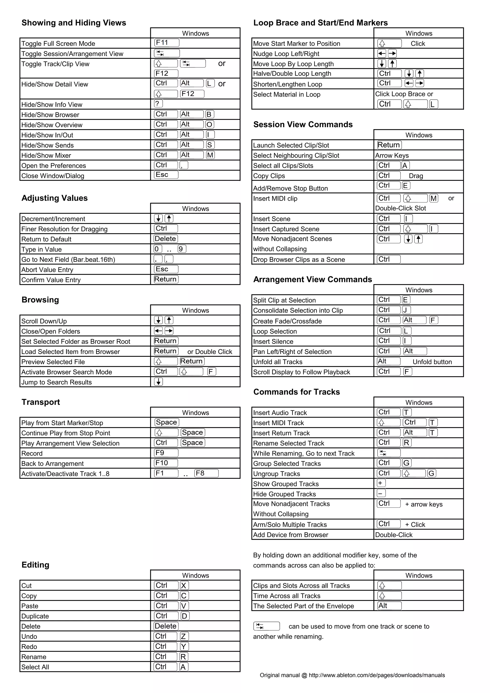 Ableton Live (keyboard_shortcuts) | PDF
