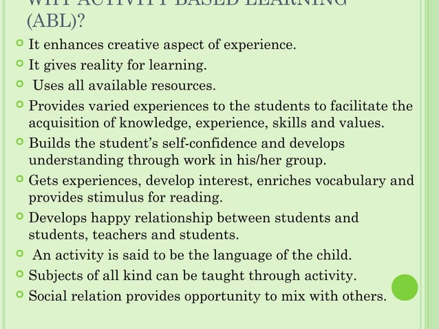Activity Based Learning (ABL) Through Effectively Developed Lesson Plan ...