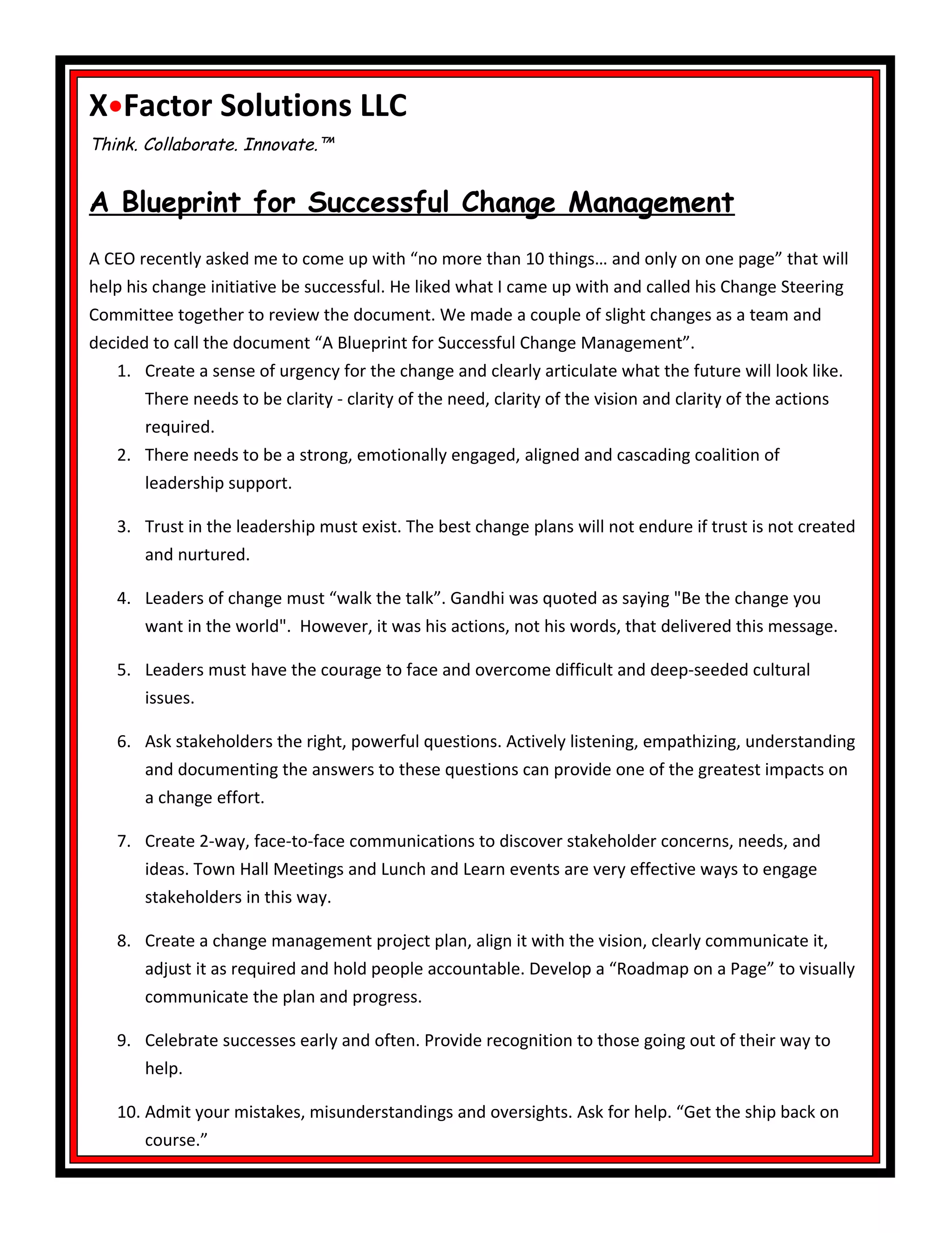 A Blueprint for Successful Change Management | DOC