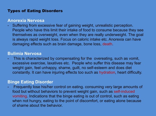 Eating disorder and four types of eating | PPTX