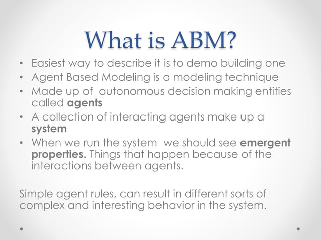 Agent Based Models | PPTX | Technology & Computing