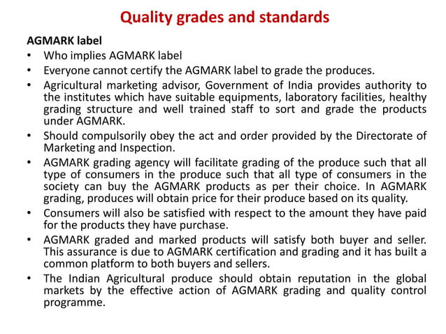 ABM908 5. Quality grades and standards.pptx | Agriculture | Industries