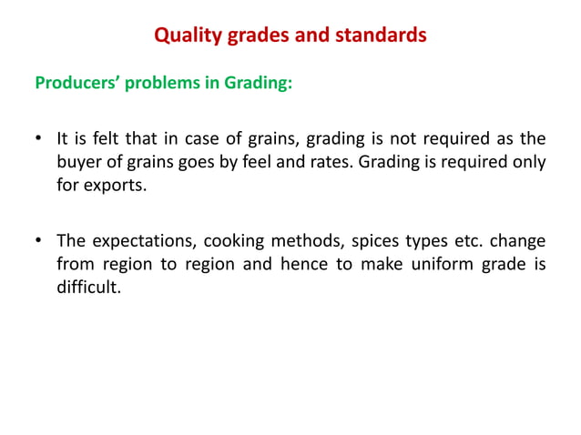 ABM908 5. Quality grades and standards.pptx | Agriculture | Industries