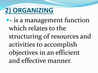 DEFINITION AND FUNCTIONS OF ORGANIZATION AND MANAGEMENT | PPTX