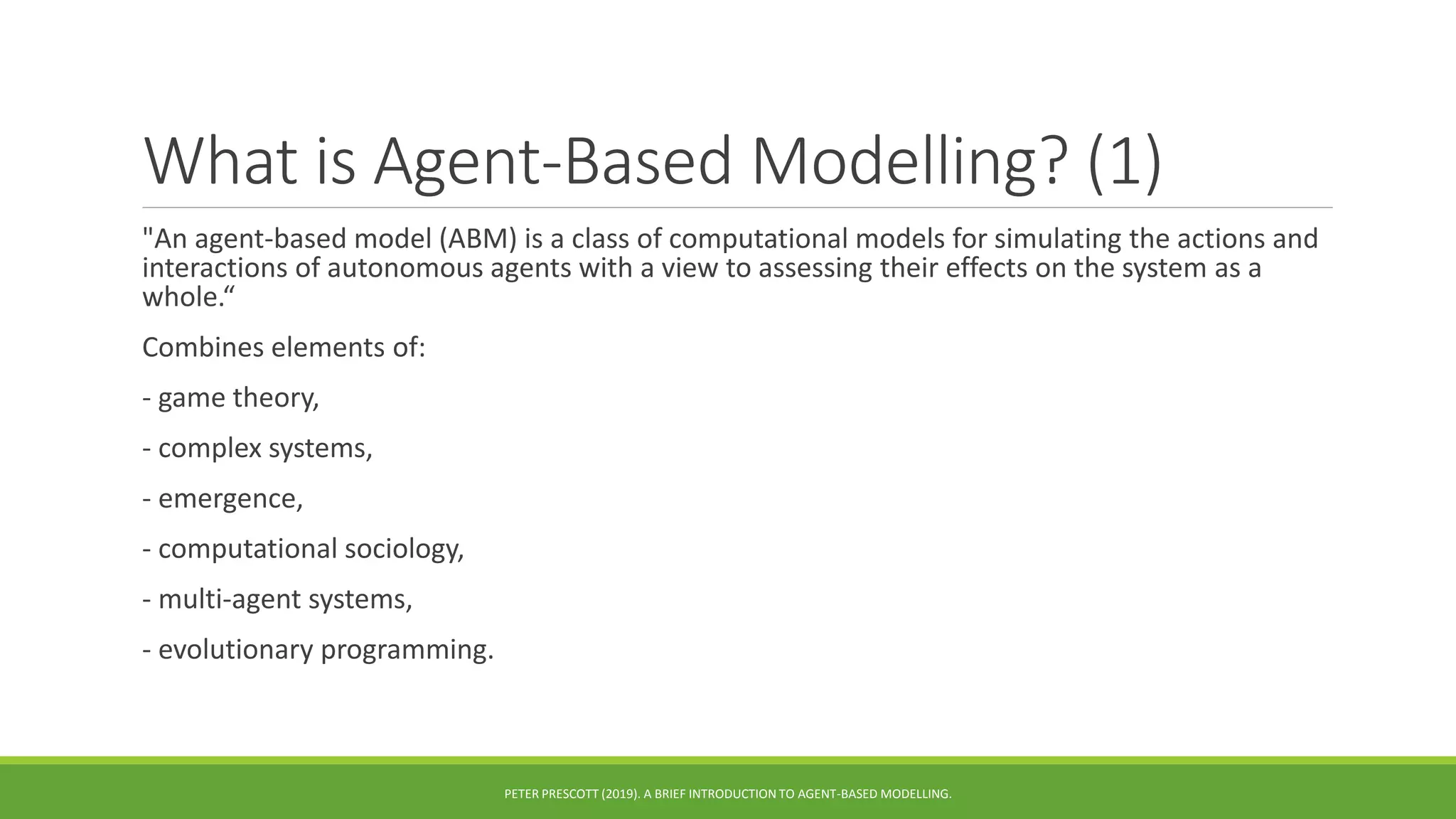 A Brief Introduction to Agent-Based Modelling | PPTX