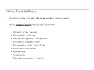 Embodied Energy In Building Construction | PPTX