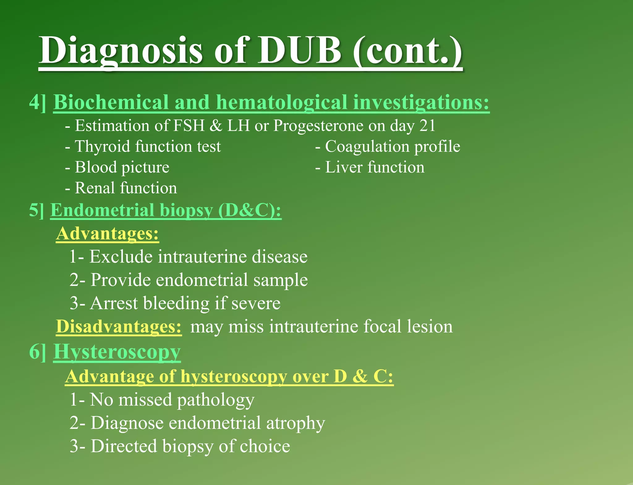Dysfunctional uterine Bleeding is type of Abnormal bleeding from the ...