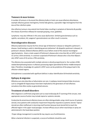 Abnormalities of smell | DOC