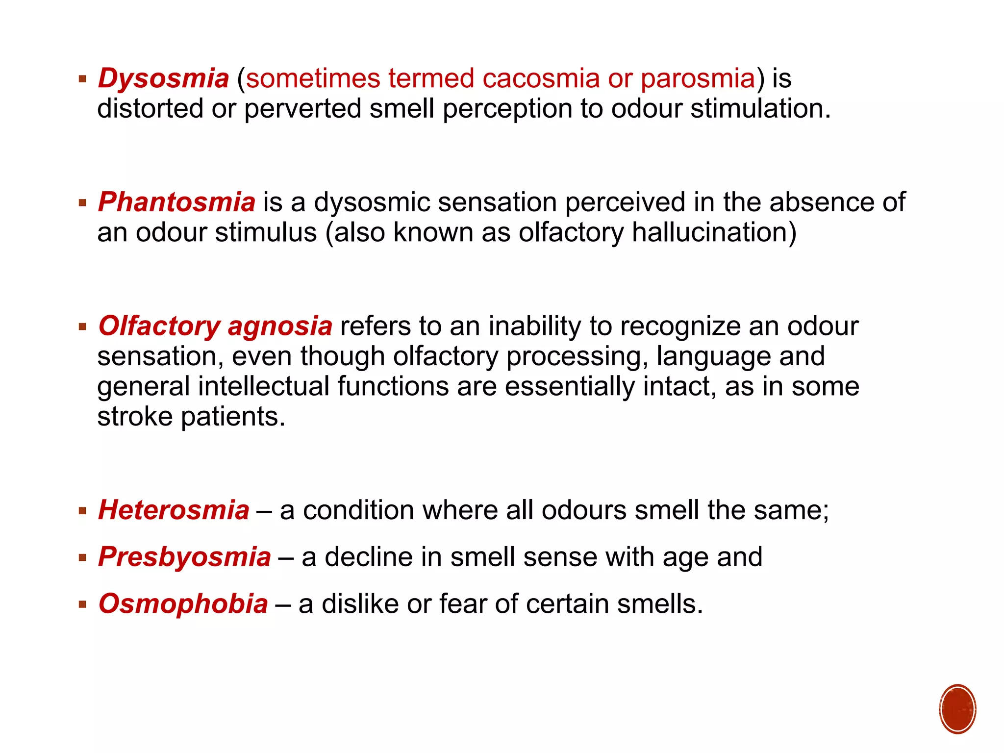 Abnormalities of smell(dr ravindra daggupati) | PPTX