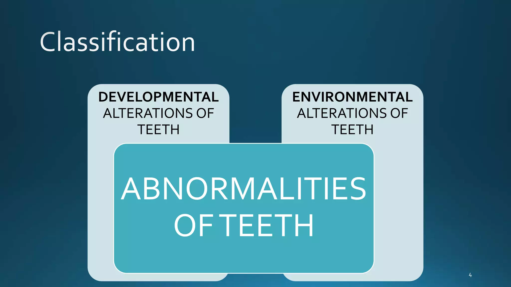 Abnormalities of teeth | PPTX | Dental Health | Diseases and Conditions