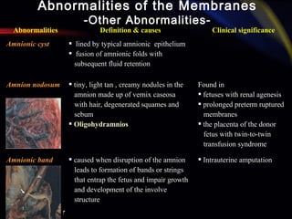 Abnormalities of the Placenta, Umbilical Cord and Membranes | PPT