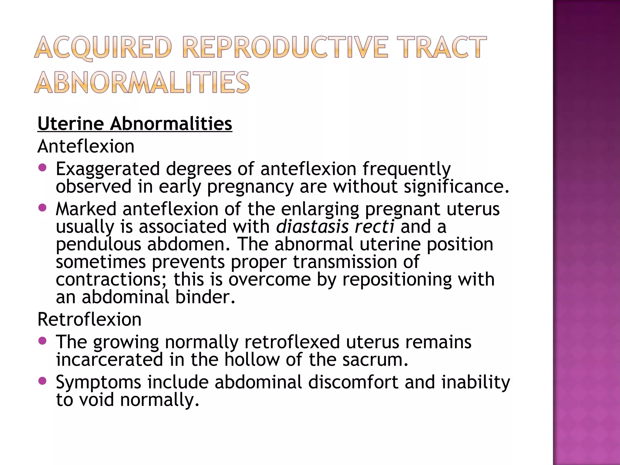 Abnormalities of the reproductive tract | PPT