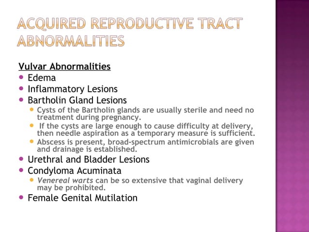 Abnormalities of the reproductive tract | PPT