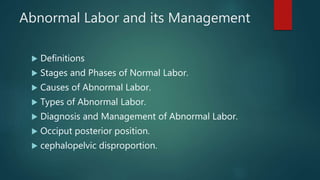 Abnormal labor and its managment, 2020 | PPTX