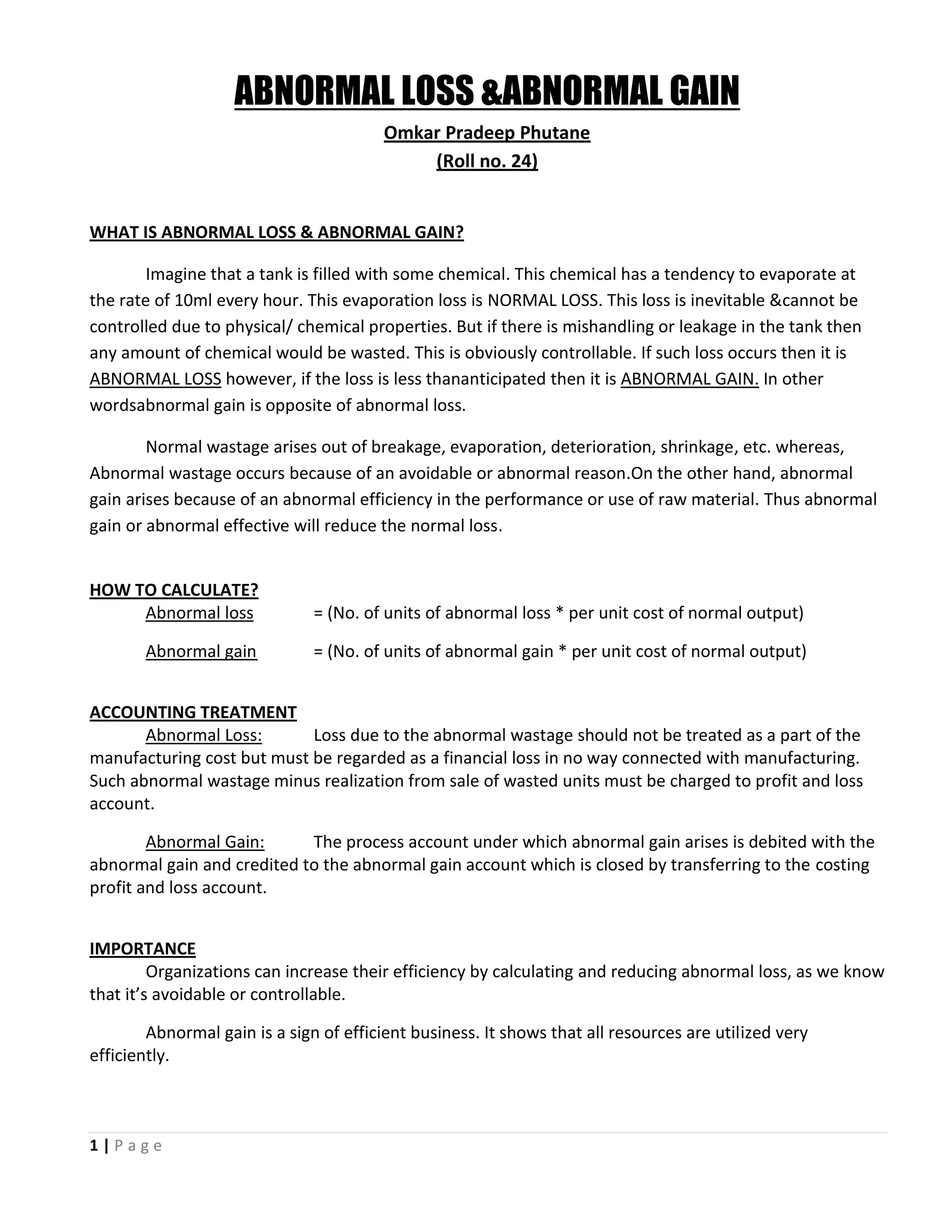 Abnormal loss gain | DOCX