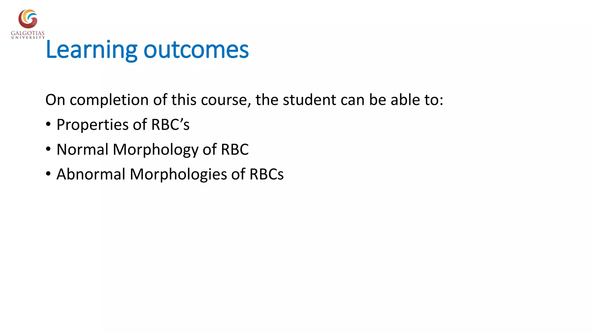 Abnormal morphology of rbc notes | PDF
