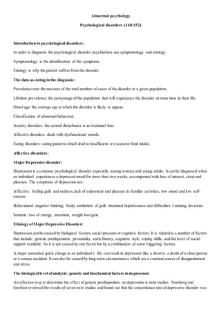 IB Abnormal psychology SL notes | DOCX
