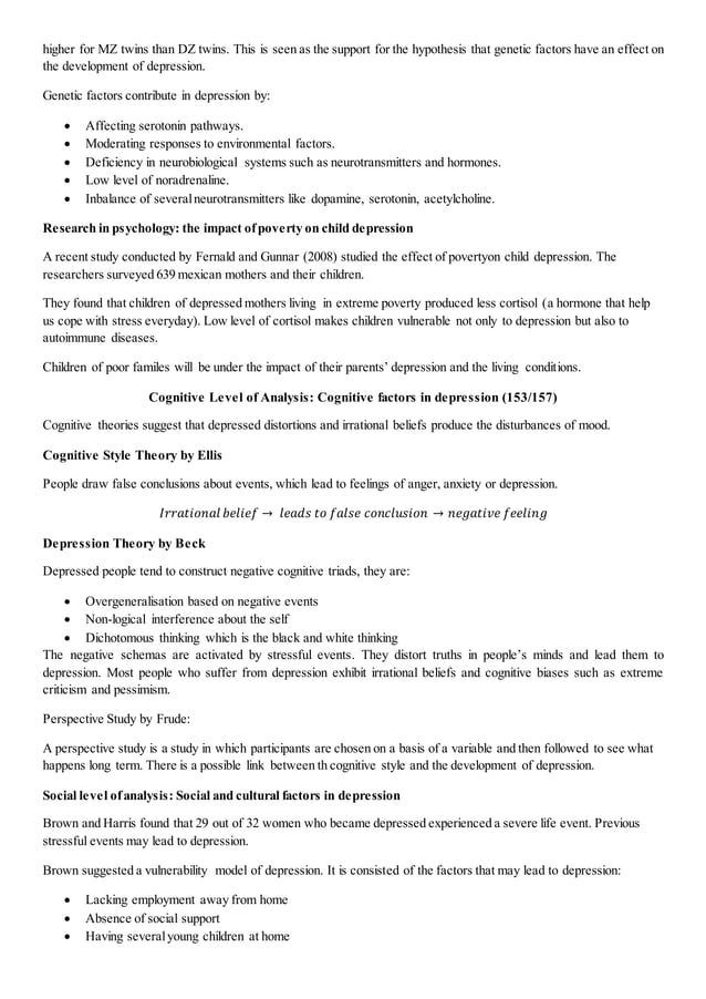 IB Abnormal psychology SL notes | DOCX