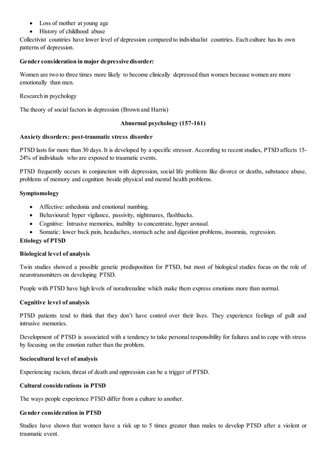 IB Abnormal psychology SL notes | DOCX