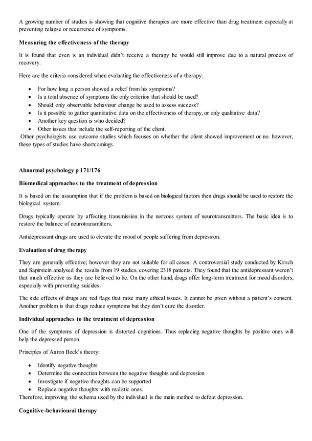 IB Abnormal psychology SL notes | DOCX