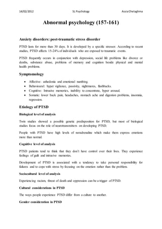 IB psychology SL Abnormal psychology notes 157 161 | DOCX