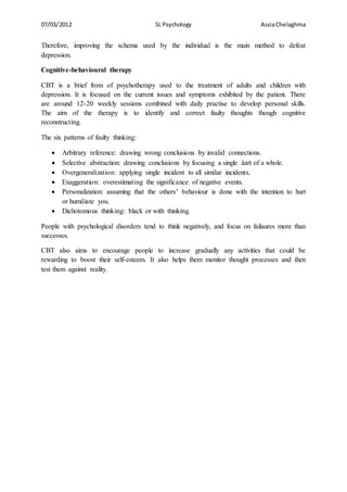 IB psychology SL Abnormal psychology notes 166 171 | DOCX