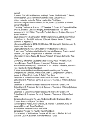 Abnormal psychology an integrated approach test bank and solution ...