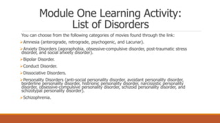 Abnormal psychology in the movies accessible | PPTX