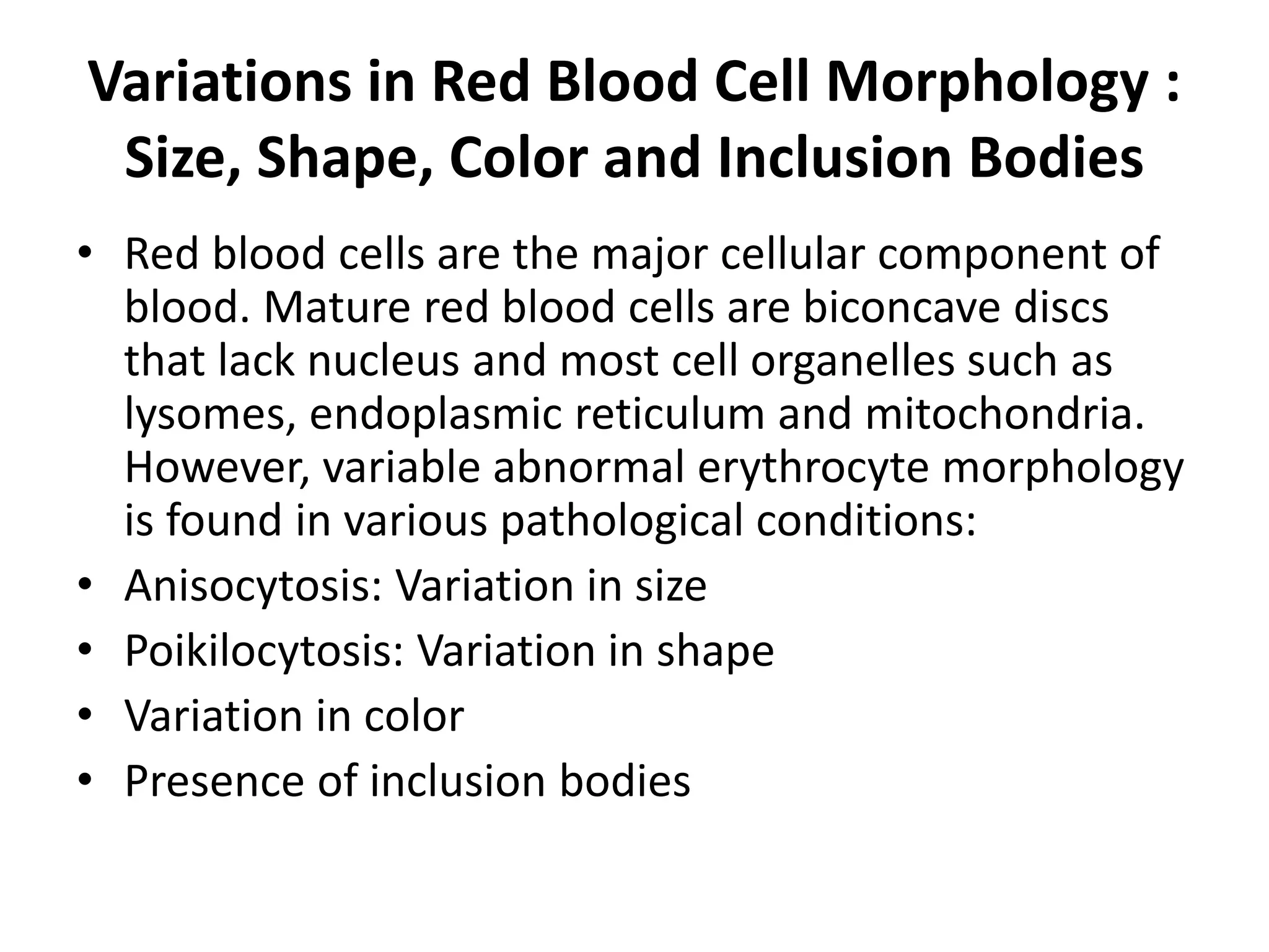 Abnormal red blood cell morphologies | PPTX