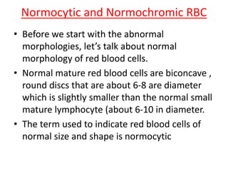 Abnormal red blood cell morphologies | PPTX