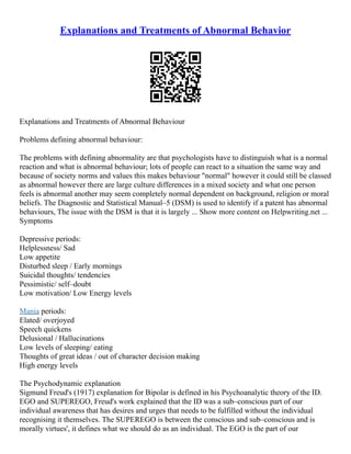 Treatment Of Abnormal Behavior