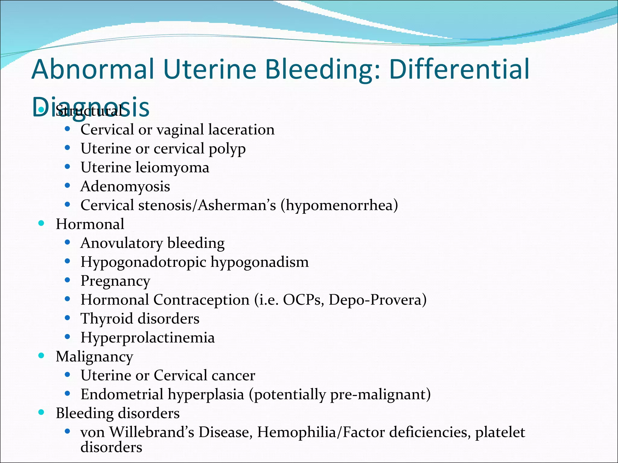Abnormal uterine bleeding and Management | PPT