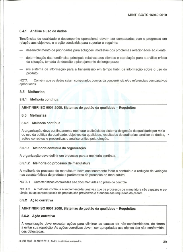 Abnt iso ts 16949-2010 | PDF