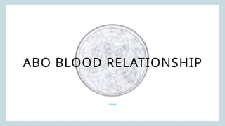 AbO Blood Relationship: The classification of blood. .pptx