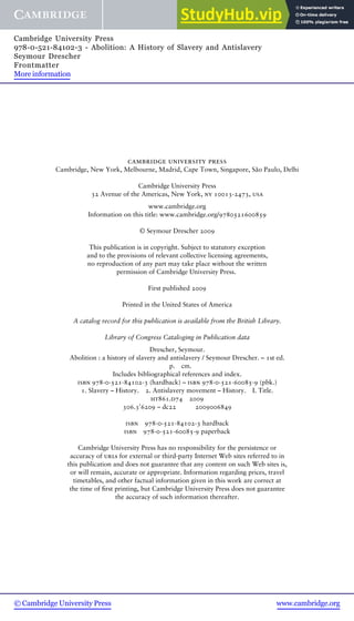 Abolition A History Of Slavery And Antislavery | PDF