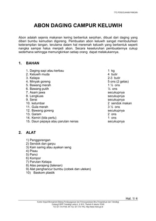 Abon daging keluwih | PDF