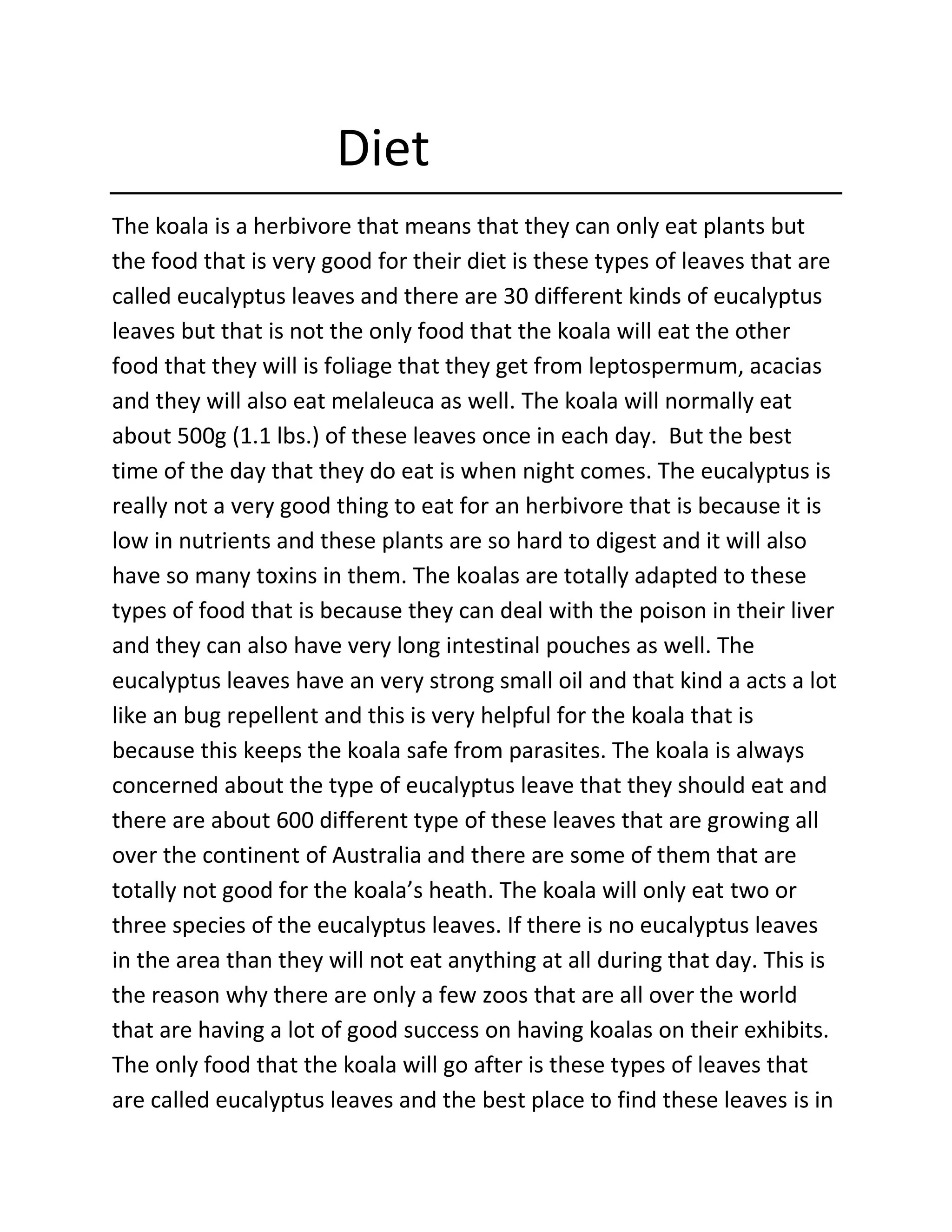 A book on the koala | DOCX