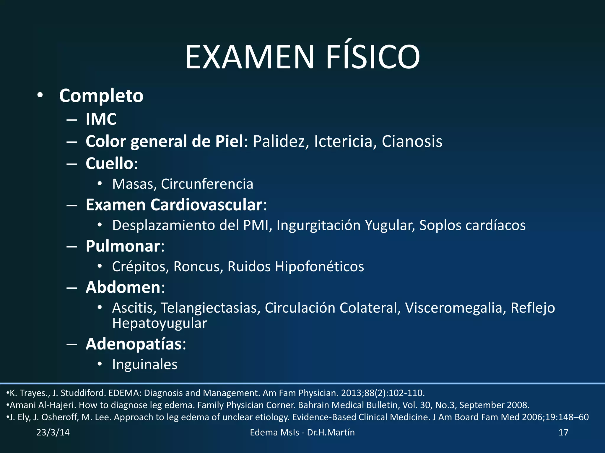 Abordaje del paciente con edema de extremidades inferiores | PPTX ...