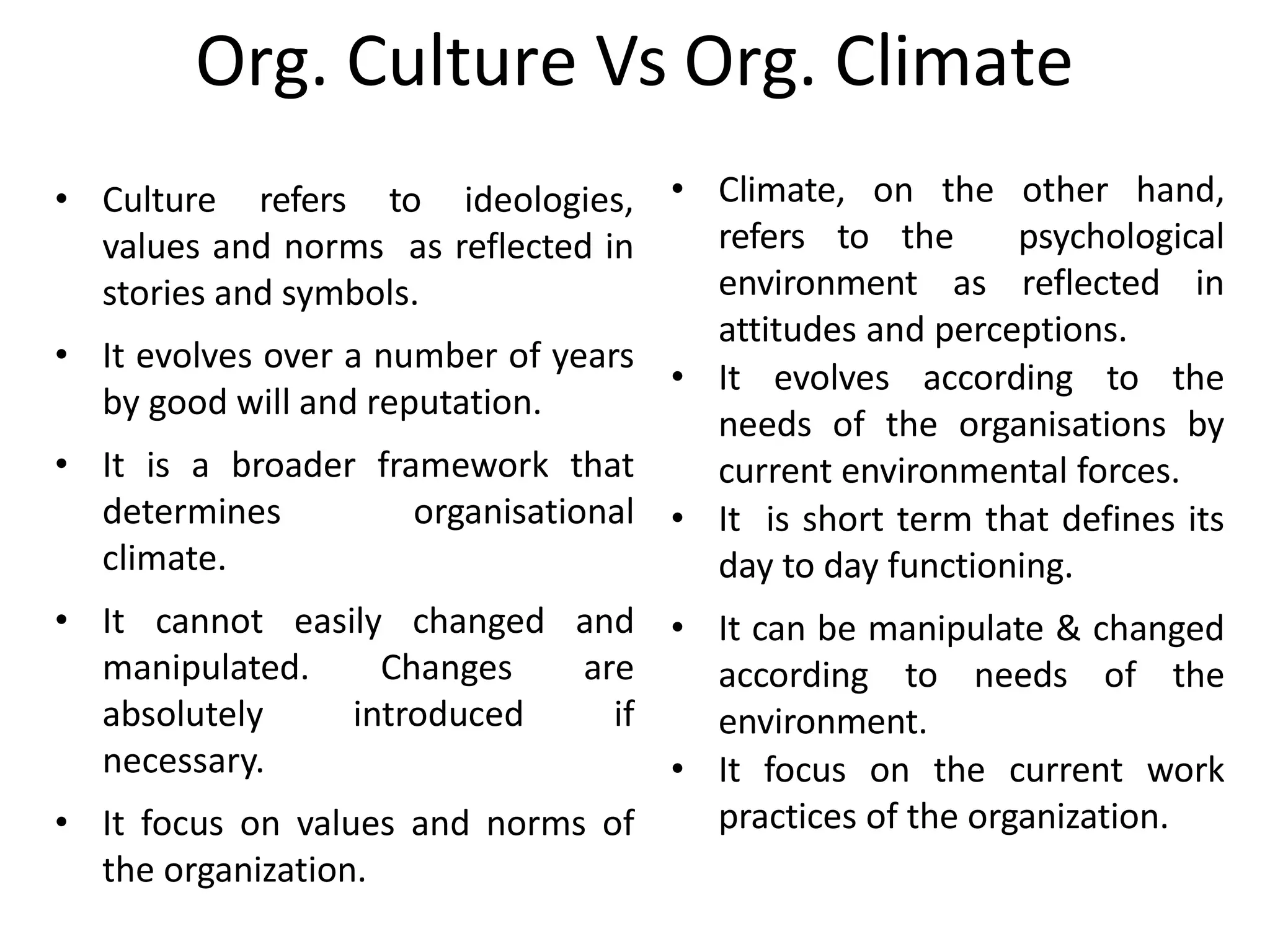 Organizational culture vs climate | PPTX