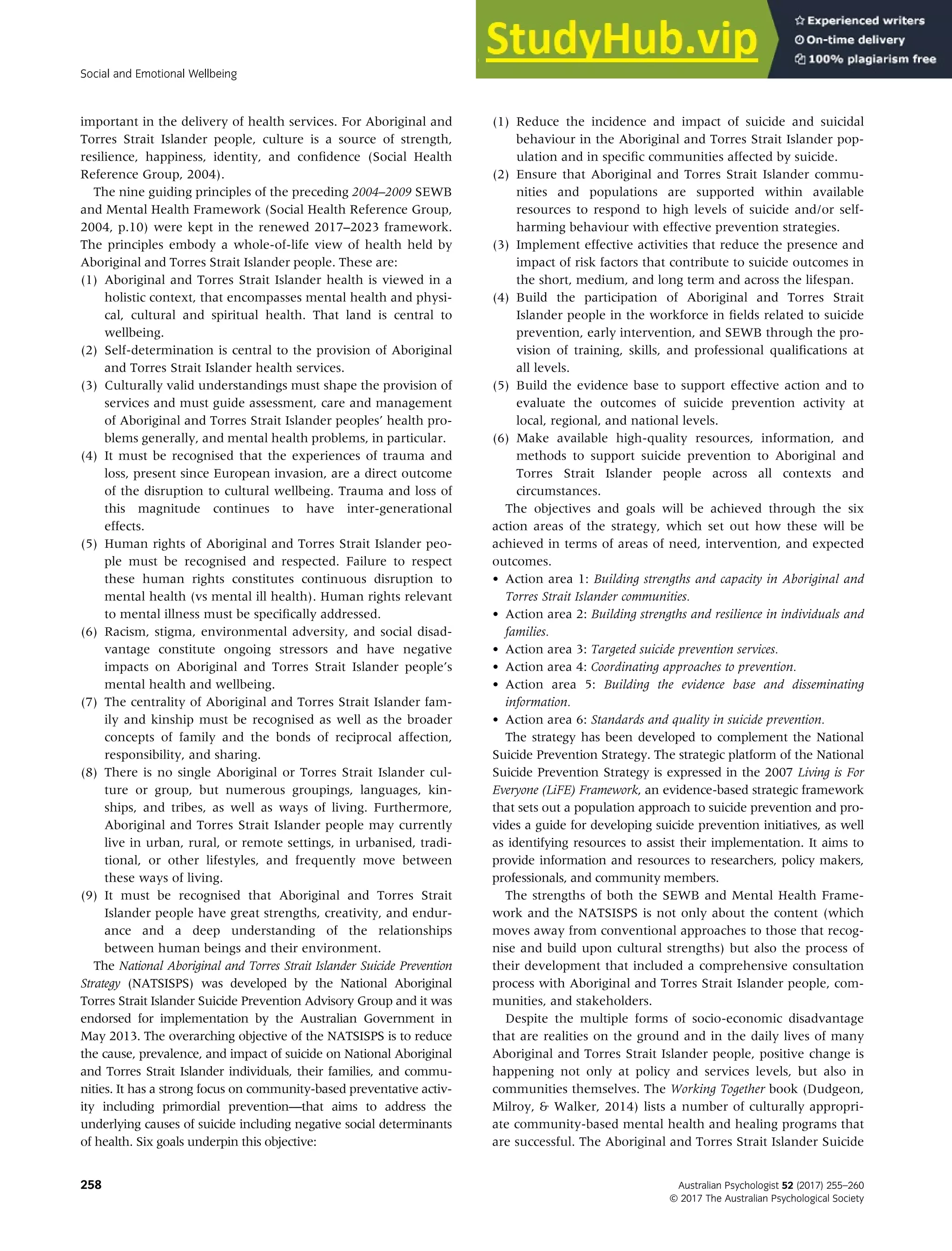 Aboriginal And Torres Strait Islander Social And Emotional Wellbeing ...