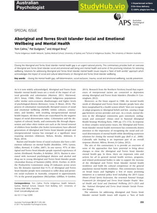 Aboriginal And Torres Strait Islander Social And Emotional Wellbeing ...
