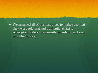 Aboriginal curriculum portfolio | PPTX