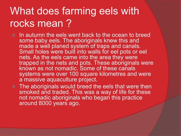 Aboriginal farming eels with rocks presentation | PPTX