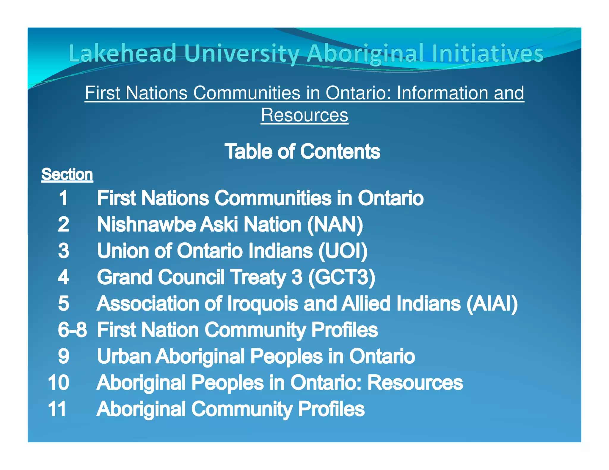 Aboriginal Iniatives First Nation Information | PDF