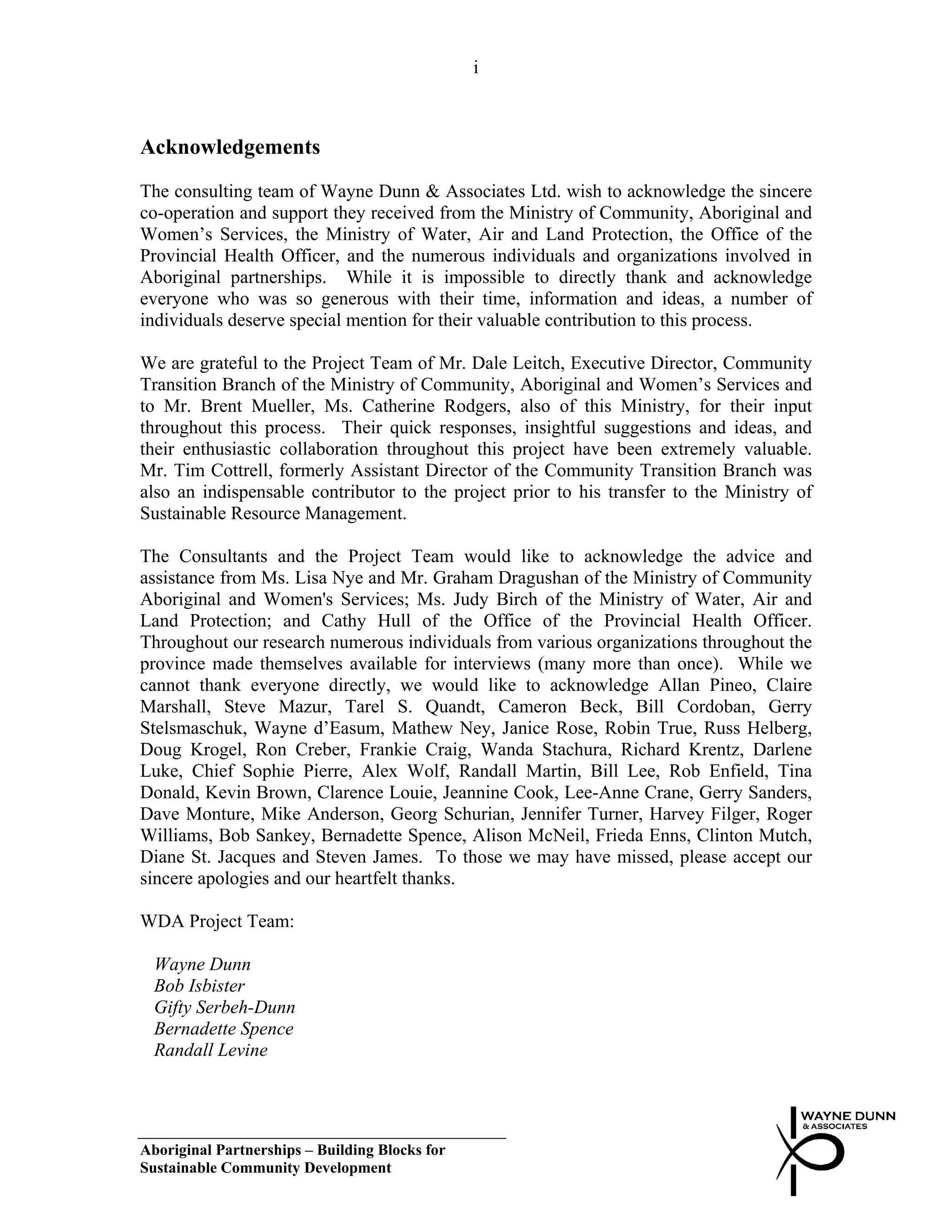 Aboriginal and Non-Aboriginal Partnerships: Building Blocks for ...
