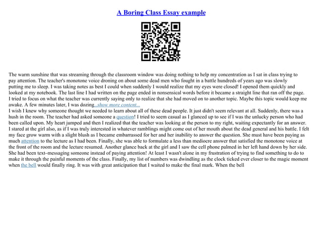 A Boring Class Essay Example | PPT